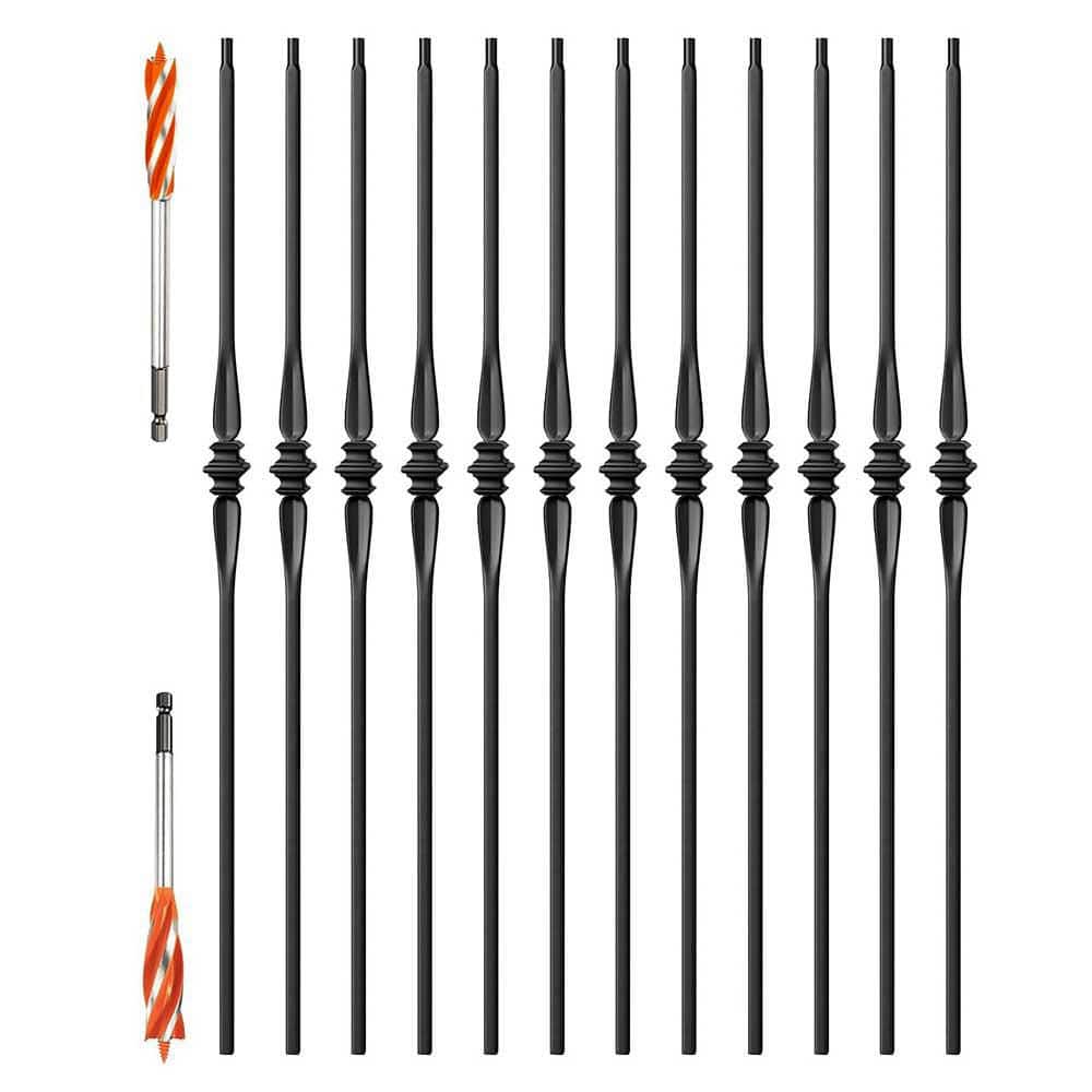 Afoxsos Wrought Iron Stair Railing Balusters 44.75x5.5 Black Hollow ...