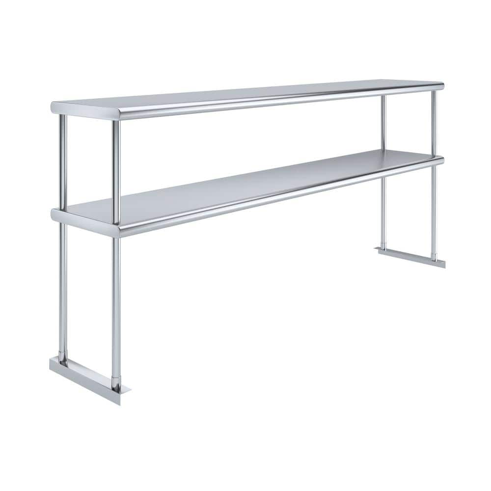 AMGOOD 14 in. x 72 in. Stainless Steel Double Over Shelf for Kitchen ...