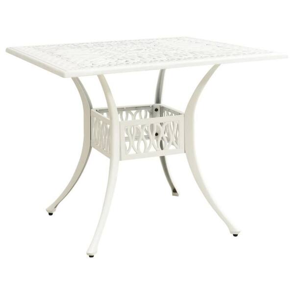 Benjara Patio White Rectangle Aluminum Outdoor Dining Table BM325795 ...