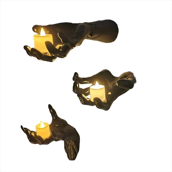 OGETFUUR 3-Pack Wall Mounted Creepy Reaching Hands with Lighted Candles ...