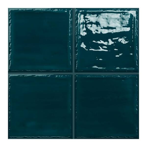 Giorbello Spanish NOA Ceramic 8"x 8"x 8mm Wall Tile Case - Dark Teal ...