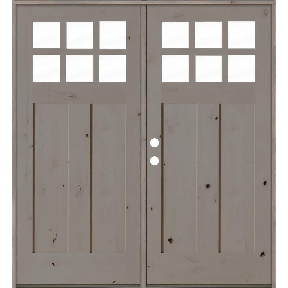 Krosswood Doors 64 in. x 80 in. Craftsman Knotty Alder Right-Hand ...