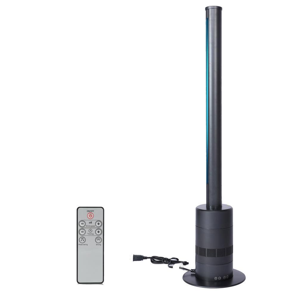 Tidoin 40 in. 3 Fan Speeds Tower Fan in Black with Remote Control, LED ...
