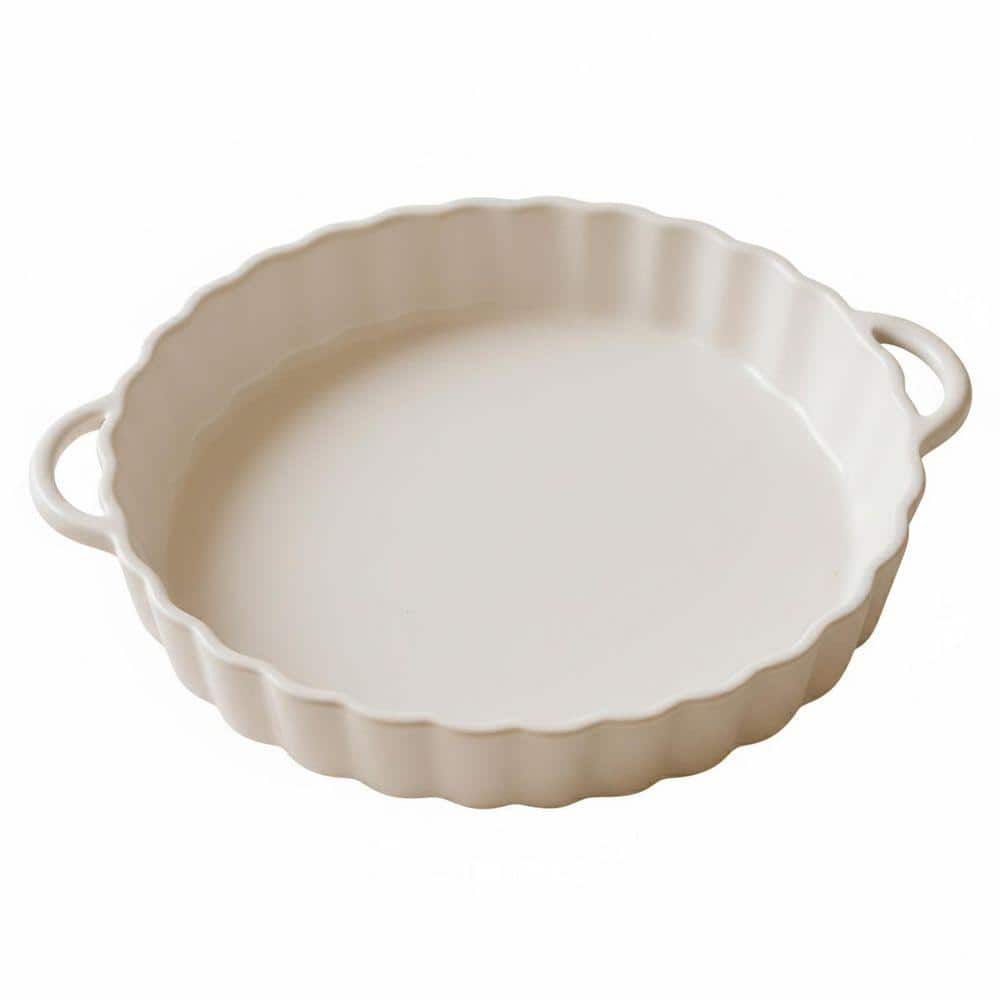10 x 2 in. Deep Ceramic Pie Pan w/ Dual Handles for Baking Pies Quiches ...