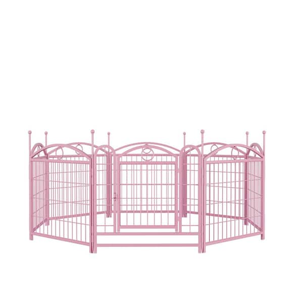 Siavonce 24 in. Iron Dog Playpen Indoor 8-Panels Metal Dog Pen Pet ...