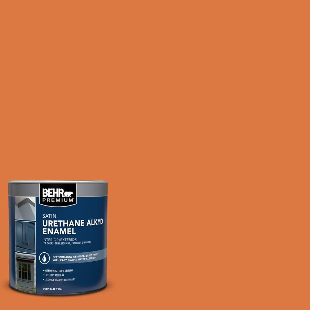 BEHR PREMIUM 1 qt. #P210-7 Japanese Koi Satin Enamel Urethane Alkyd ...