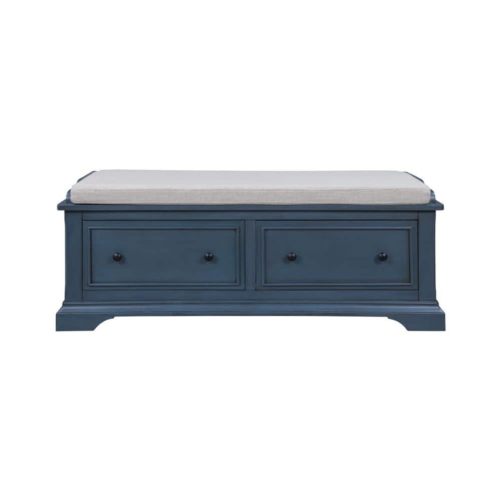 Utopia 4niture Luke 16.30 in. x 16 in. Wooden Navy Blue Shoe Bench with ...