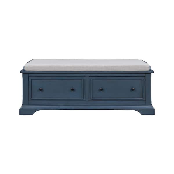 Utopia 4niture Luke 16.30 in. x 16 in. Wooden Navy Blue Shoe Bench with ...