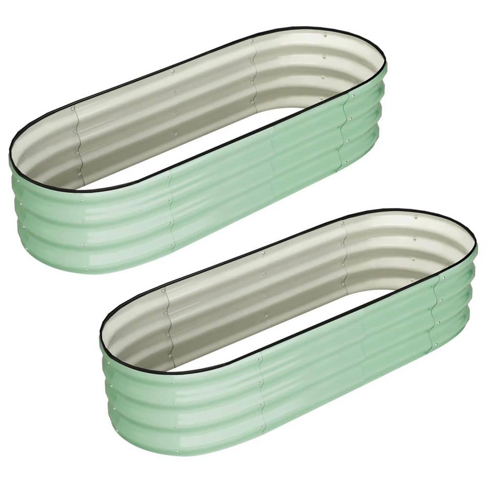 Garvee 2-Pack 4.5'x2'x2' Oval Galvanized Raised Garden Beds, Open Base ...