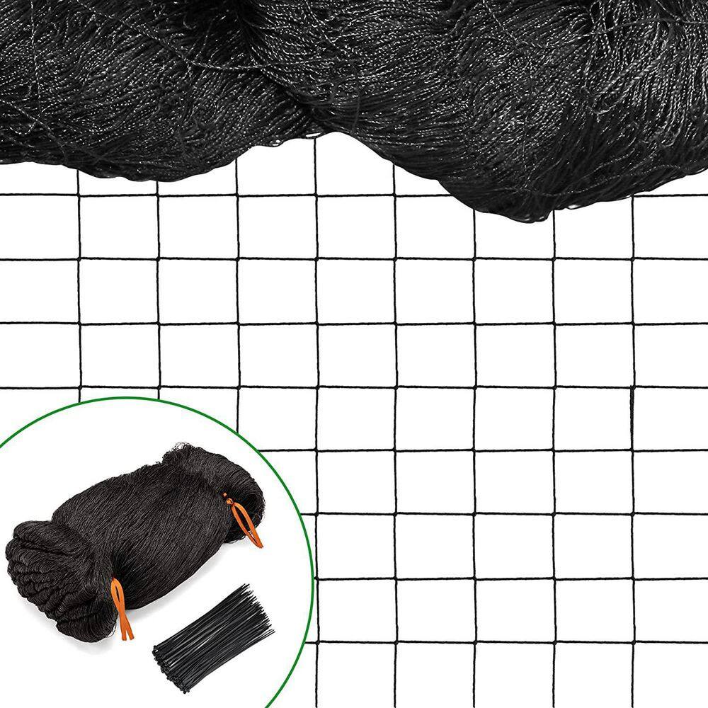 25 ft. x 50 ft. Heavy-Duty Bird Netting for Garden Protection in Black ...