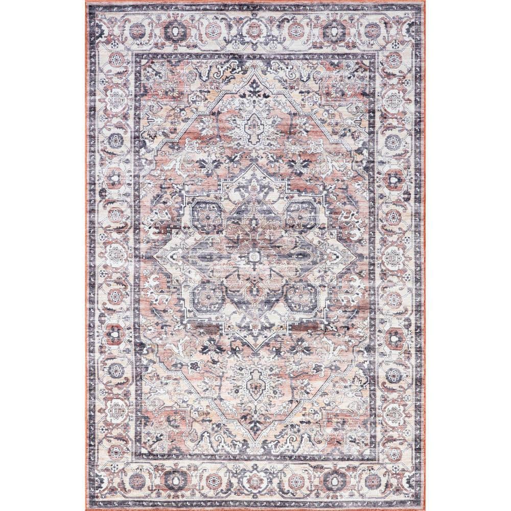 nuLOOM Joslyn Blush 9 ft. x 12 ft. Traditional Floral Machine Washable ...