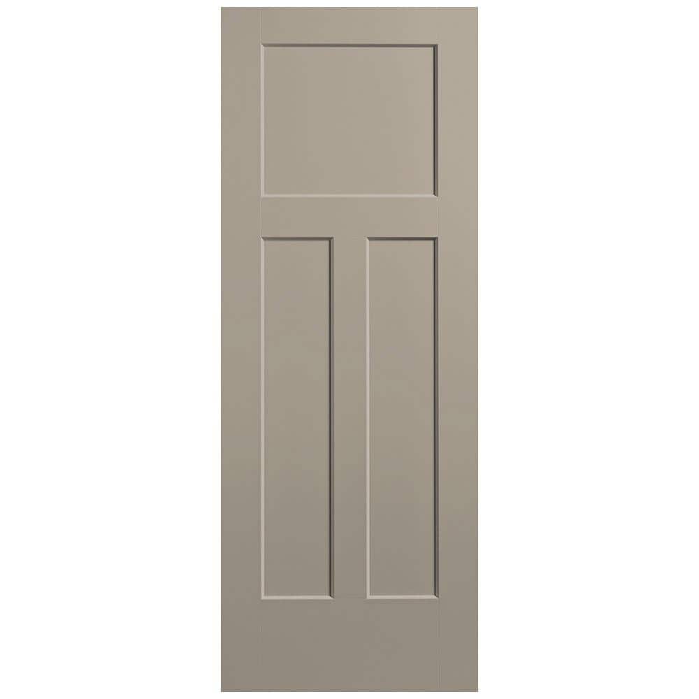 Masonite 30 in. x 80 in. 3-Panel Winslow Single Bore Solid Core Smoked ...