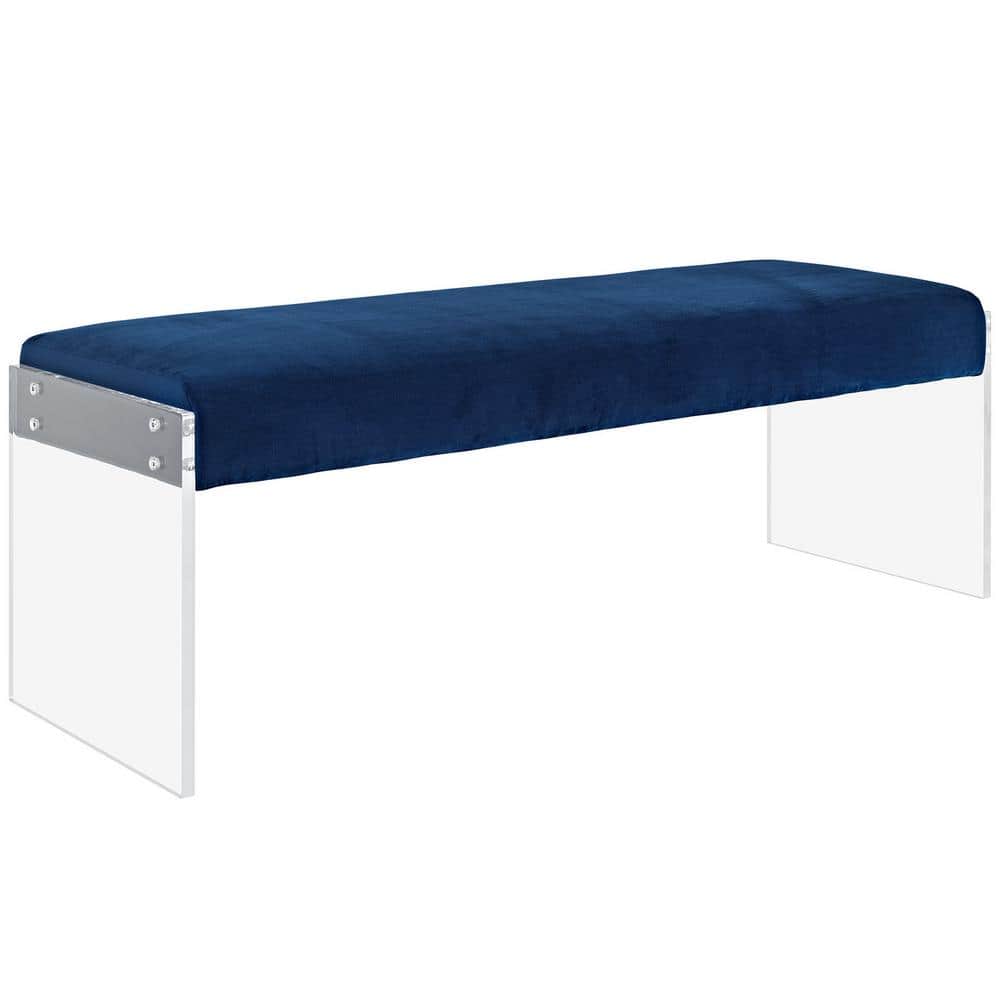 MODWAY Roam Navy Velvet Bench EEI-2461-NAV - The Home Depot
