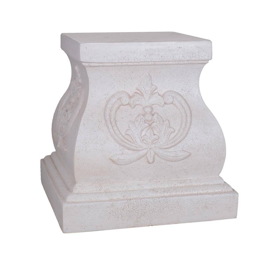 MPG 18.25 in. Light Aged White Finish Stone Fiberglass Pedestal ...