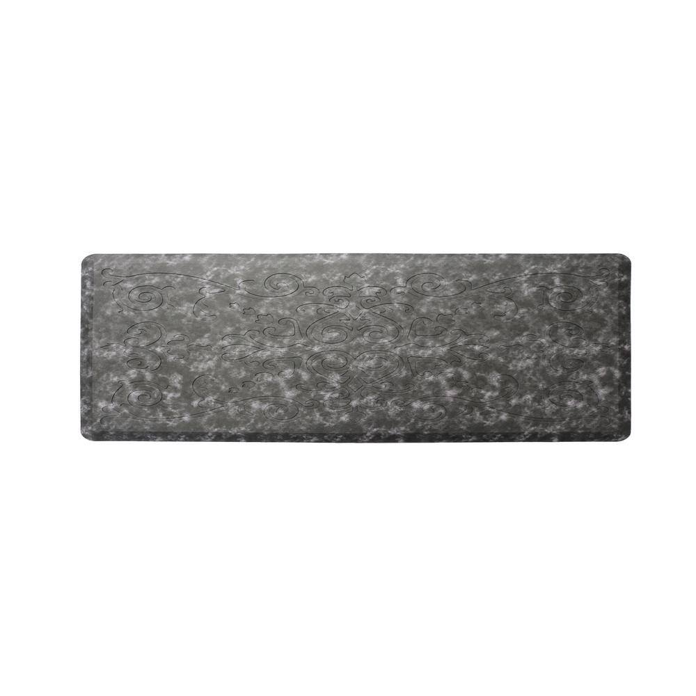 J&V TEXTILES Cloud Comfort Gray 17 in. x 60 in. Medallion Embossed Anti ...