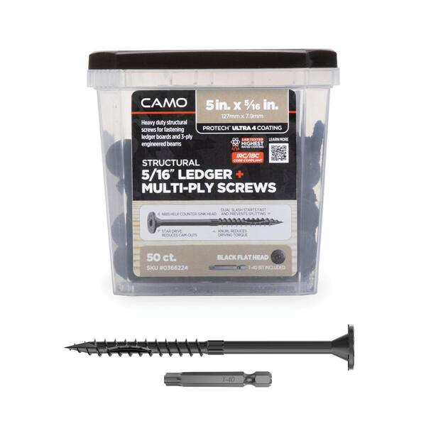 CAMO 5/16 in. x 5 in. Star Drive Flat Head Multi-Purpose + Multi-Ply ...