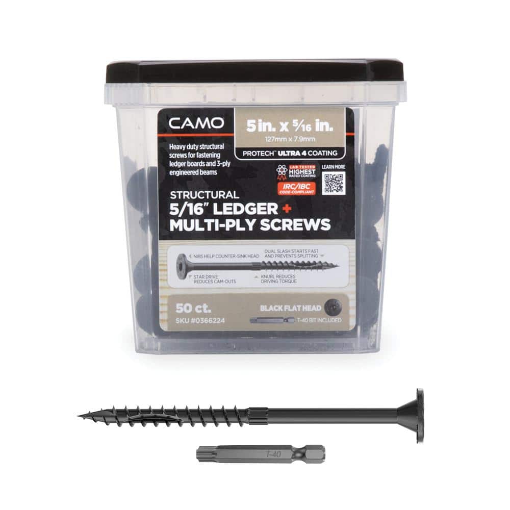 CAMO 5/16 in. x 5 in. Star Drive Flat Head Multi-Purpose + Multi-Ply ...
