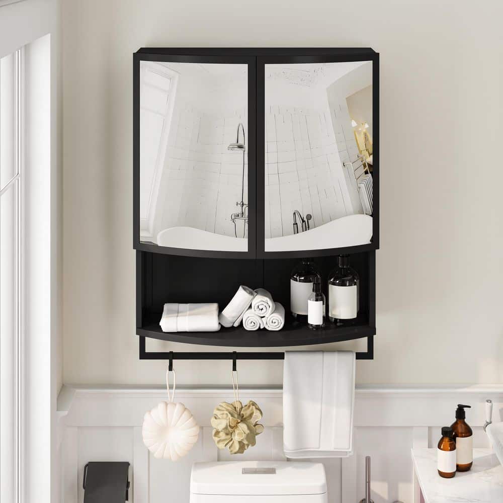 RKZHOPT Modern 23.62 in. W x 31.5 in. H Arched Metal Medicine Cabinet ...