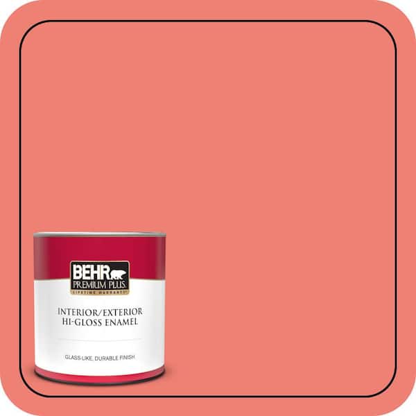 BEHR PREMIUM PLUS 1 qt. #170B-5 Youthful Coral Hi-Gloss Enamel Interior ...