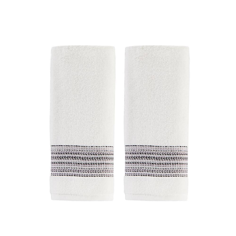 SKL Home Geo White Stripe Cotton Single Hand Towel U1238010835203 - The ...