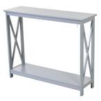 HomCom 39.5 in. Grey 31.75 in. H Retangular Wooden Console Table with ...