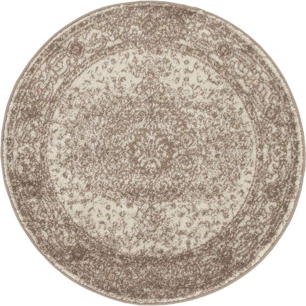 Unique Loom Bromley Midnight Light Brown 3 ft. Round Area Rug 3144198 ...