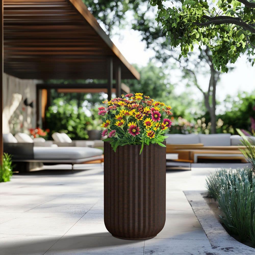 Morrava 14 in. Large Earthy Brown (Enhanced Core) Concrete Round ...