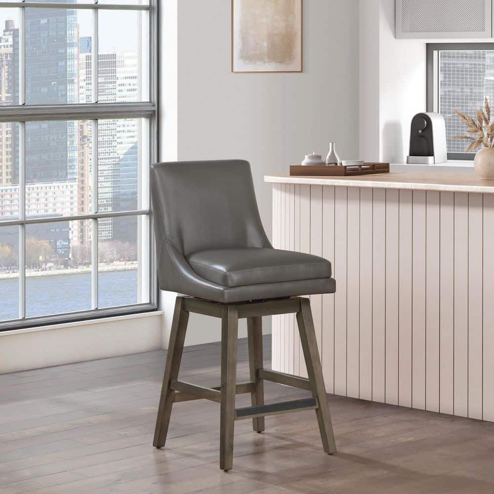OSP Home Furnishings Allingham 27 in. Swivel Counter Stool with Grey ...