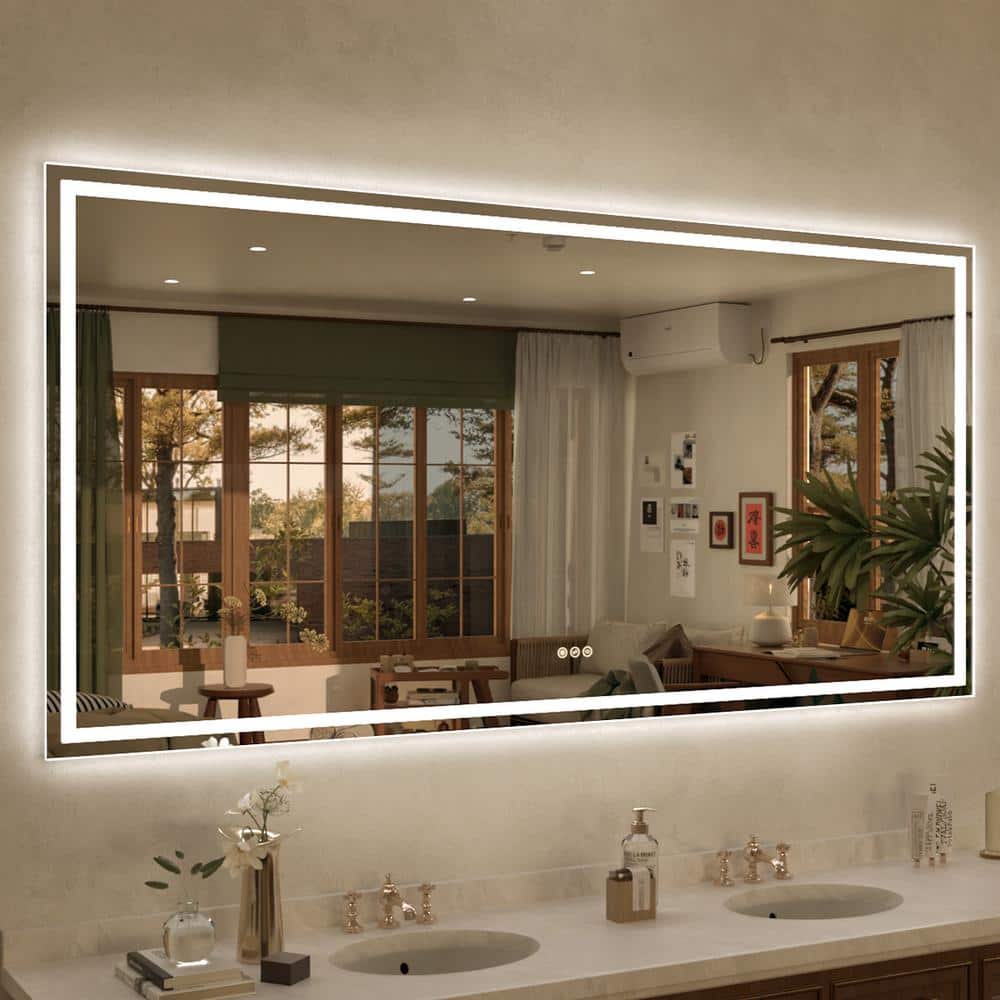 Hermitage Bath Spring 72 in. W x 36 in. H Rectangular Frameless LED ...