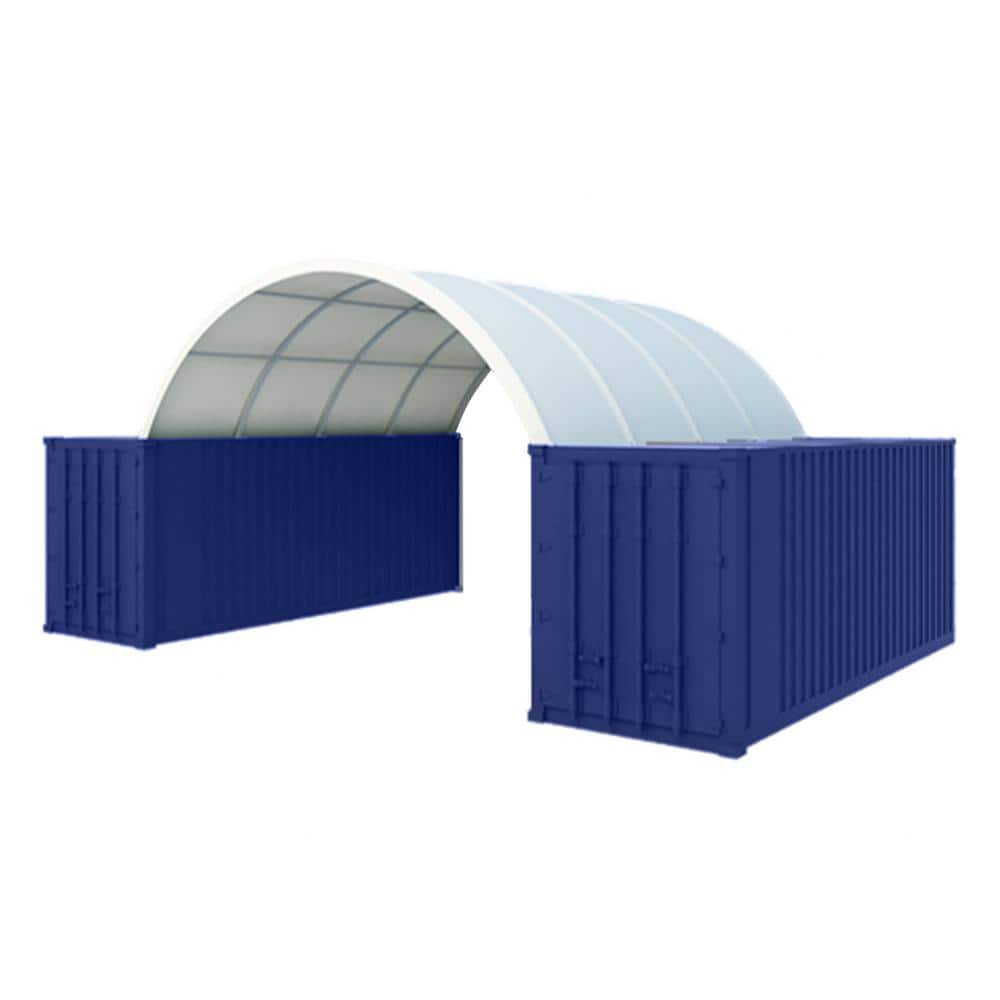 Outdoor 20 ft. W x 40 ft. L Shipping Container Canopy Shelter, 15 oz PE ...