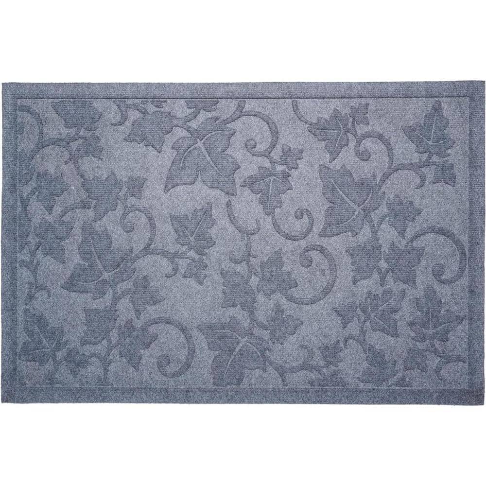 HomeRoots Gray 36 in. x 24 in. Rubber Non-Slip Indoor/Outdoor Door Mat ...