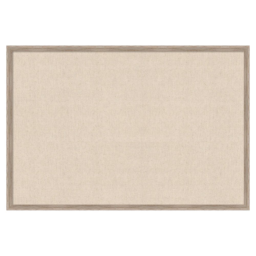 Amanti Art Natural Linen 37 in. x 25 in. Hardwood Wedge White Wash Wood ...