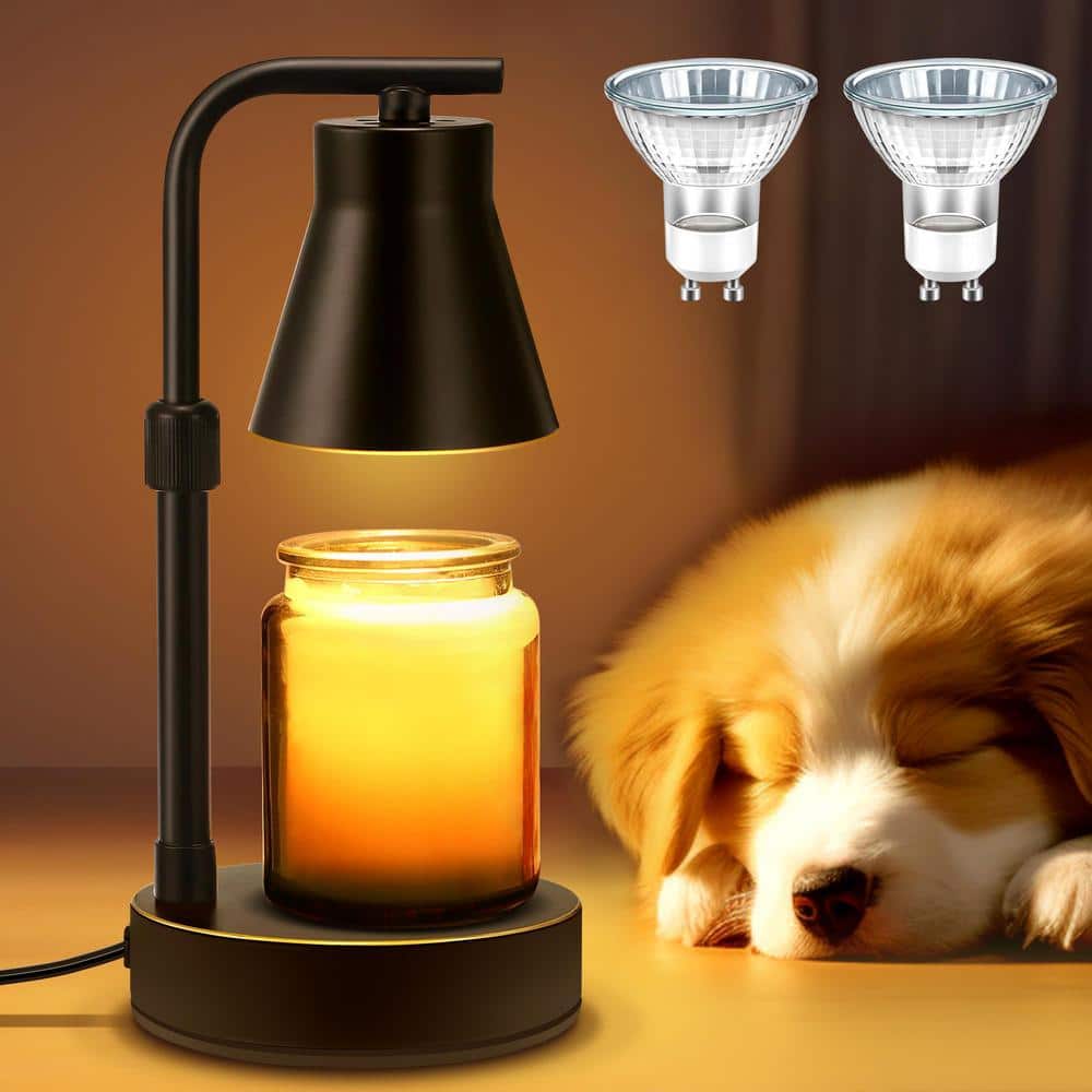 YANSUN 1-Light Black Vintage Candle Warmer Table Lamp with Rotary ...