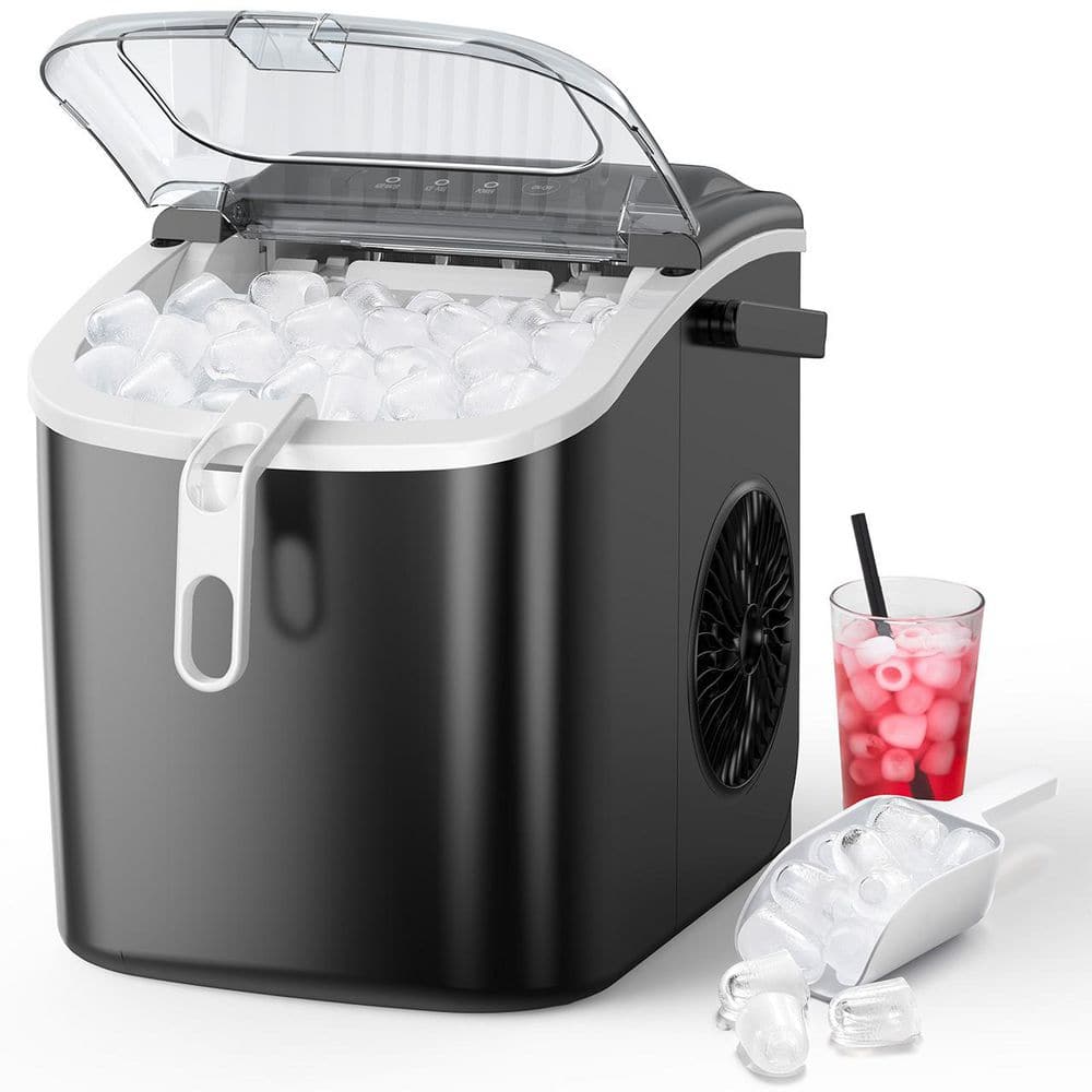 COWSAR 8.66 in. 26 lbs. 9-Pieces/6 Mins, Bullet Ice Portable Countertop ...