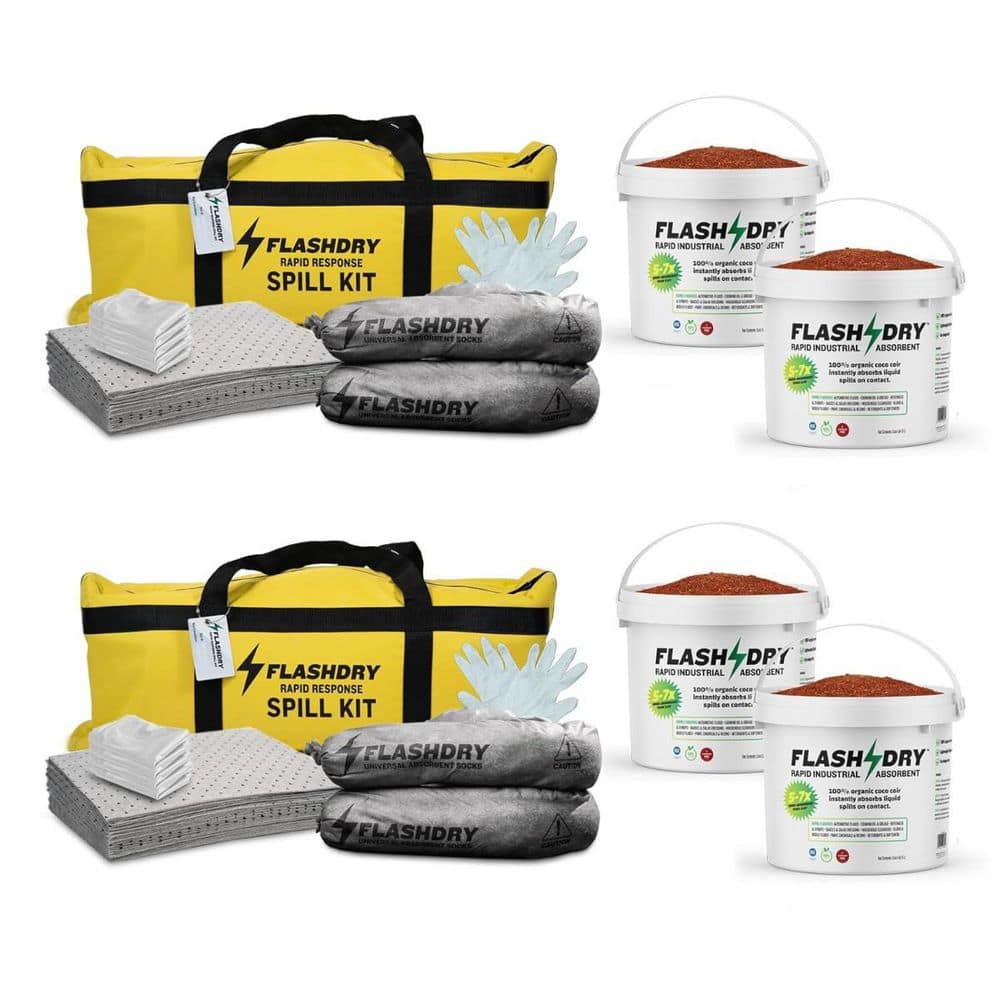 FLASHDRY 15-Piece Portable Spill Absorber Kit with Organic Coir and ...