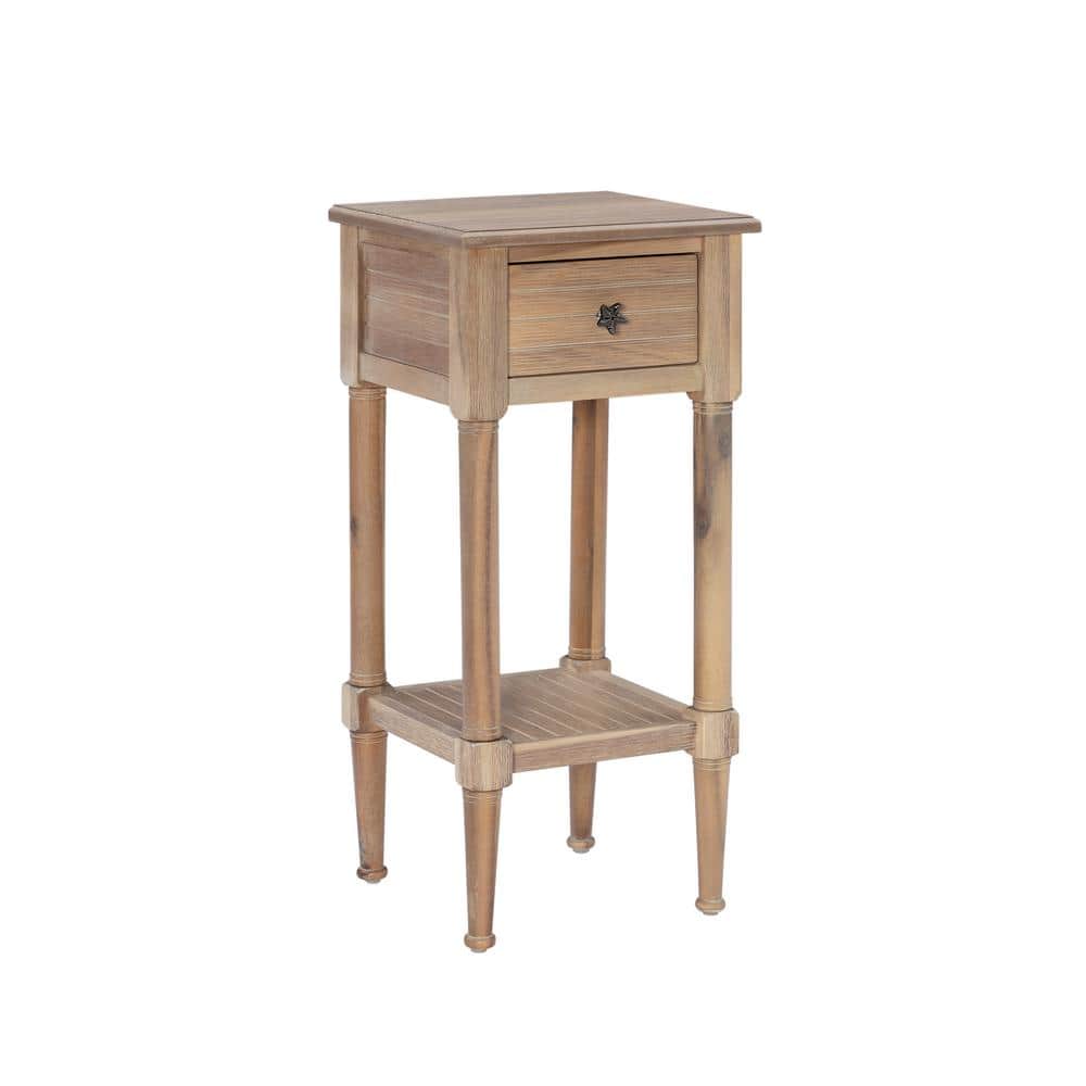 Linon Home Decor Sam 14 in. Natural Brown Rectangle Wood Top End Table ...