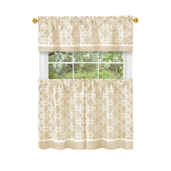 ACHIM Arlington Curtain Tier and Valance Set - 58x24/58x13 - Tan ...