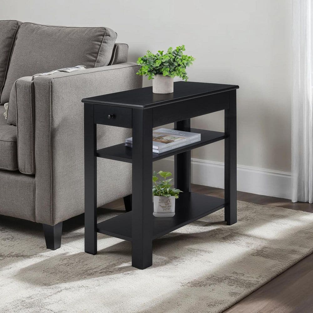 Convenience Concepts Designs2Go 11.75 in. Black Rectangle MDF End Table ...
