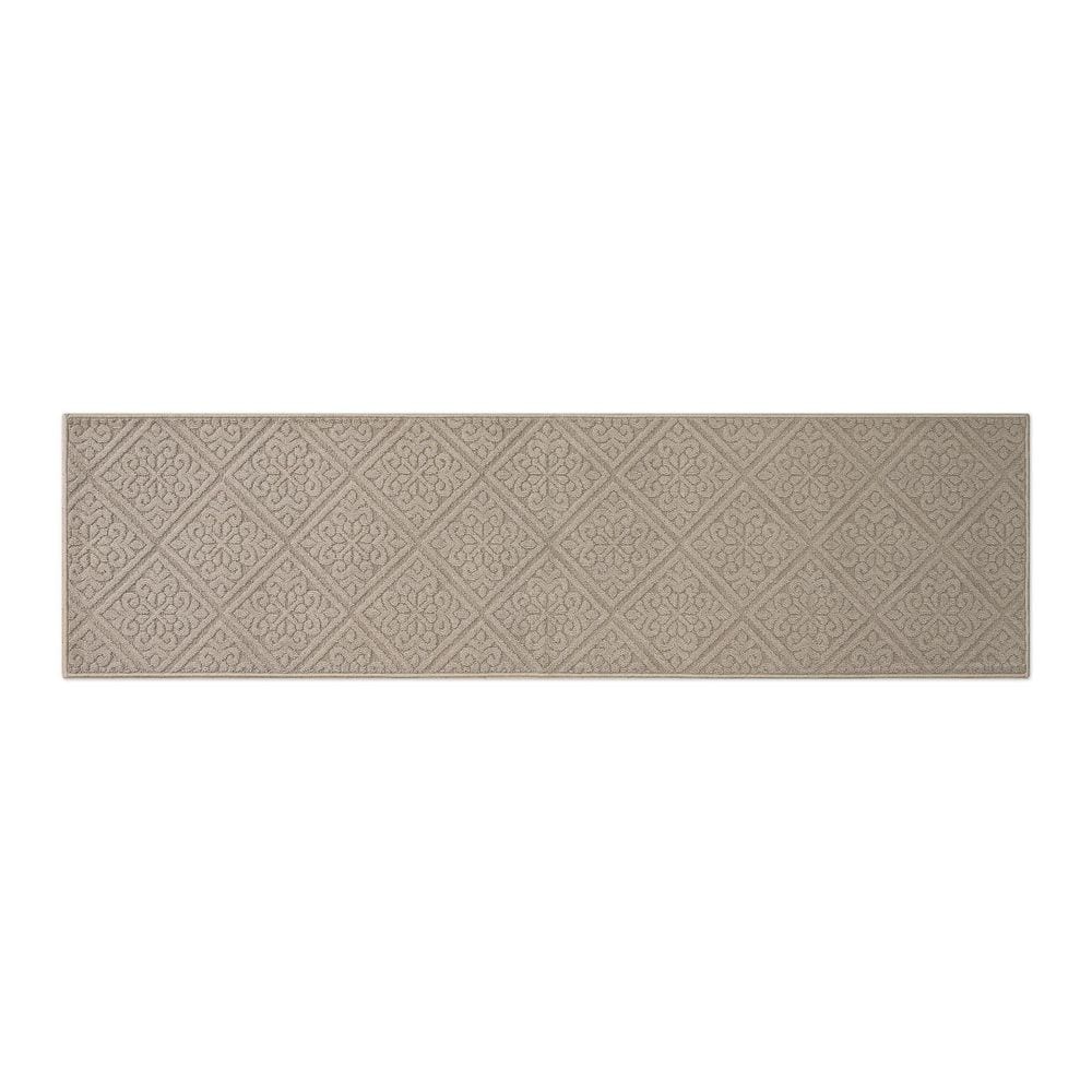 Laura Ashley Austell Solid 2 ft. x 8 ft. Linen Geometric Runner Rug ...