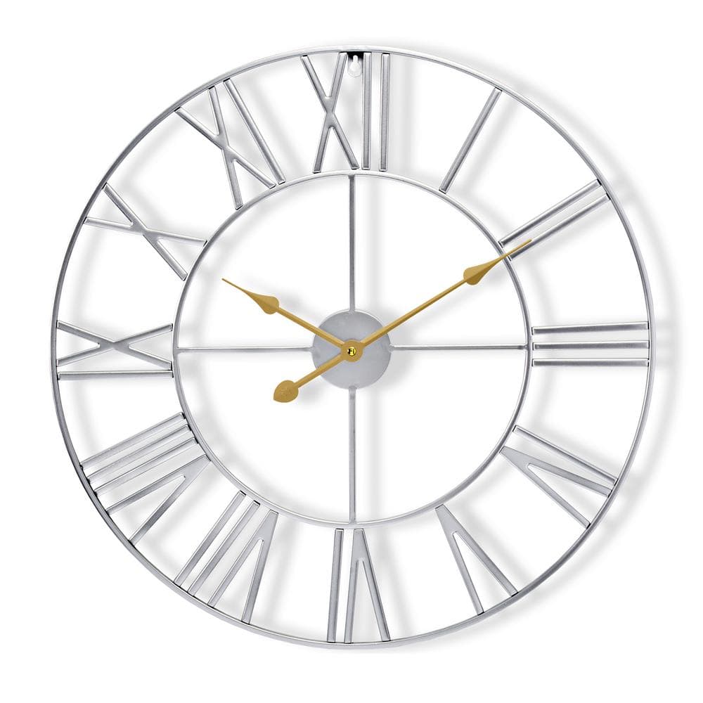 Sorbus Silver Analog Metal Lighted Wall Clock CLK-WAL30-SIL - The Home ...