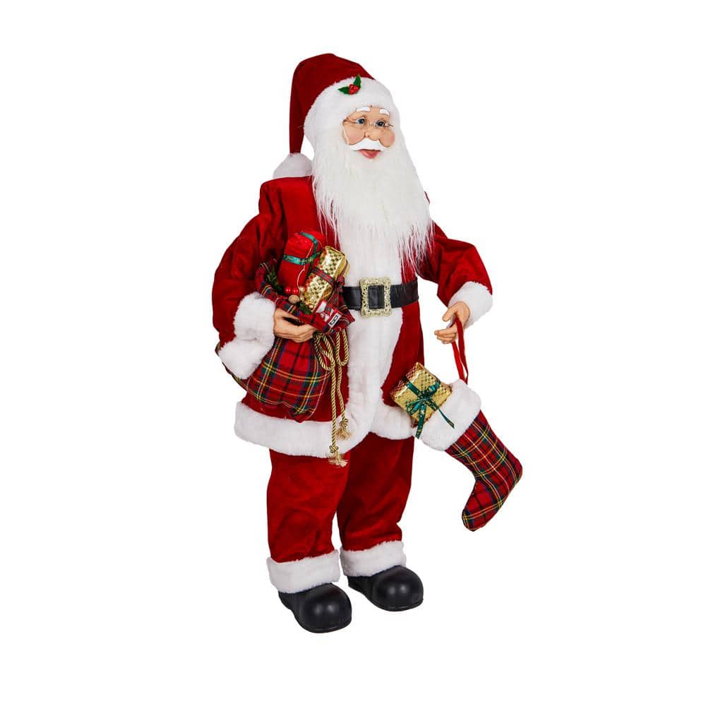 39.5 in. Red and White LED Dancing Santa Claus Standing Decor with ...