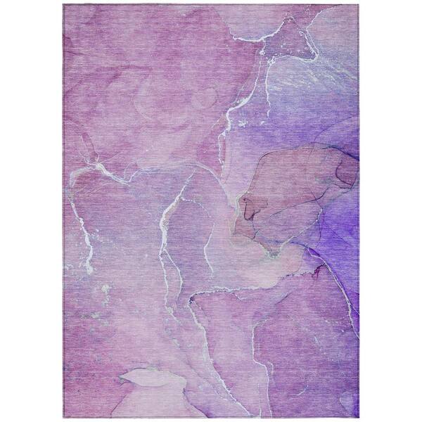 HomeRoots Purple 9 ft. x 12 ft. Abstract Indoor / Outdoor Area Rug ...