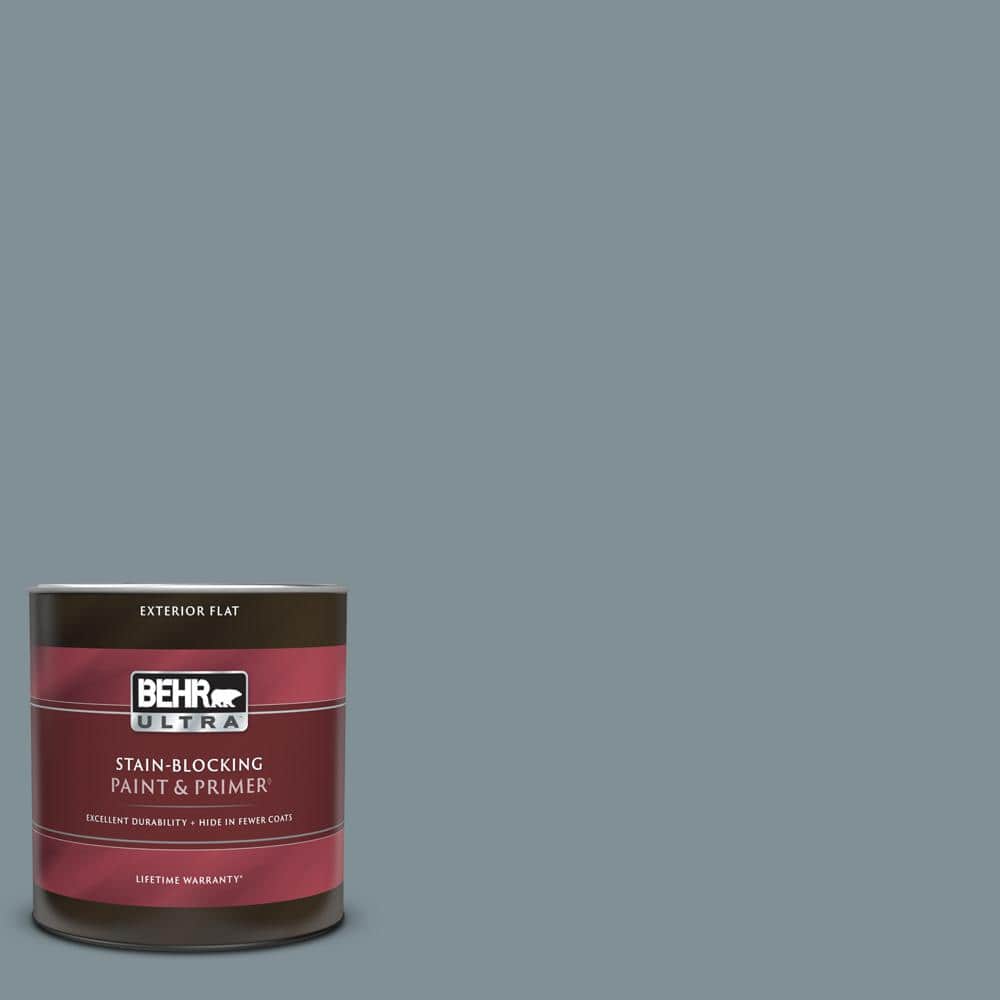 BEHR ULTRA 1 qt. #740F-4 Dark Storm Cloud Flat Exterior Paint & Primer ...