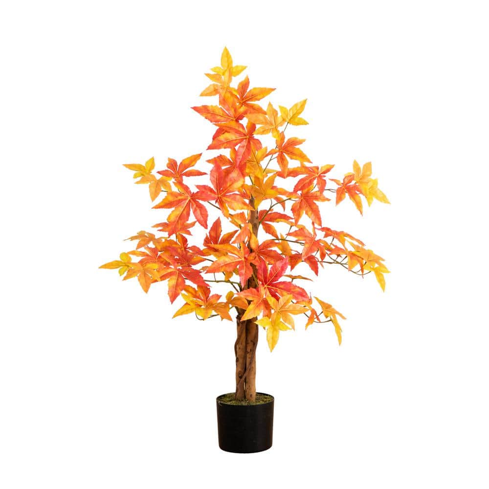 Nearly Natural 3 ft. Artificial Autumn Deluxe Maple Tree T4742 - The ...