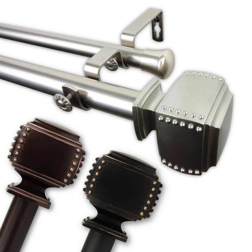 Rod Desyne Studded 1 in. Double Curtain Rod 160 in. to 240 in. in Black ...