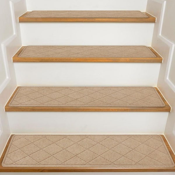 Laybus 0.2 in. x 8 in. x 30 in. Beige Polyester Double Return Stair ...