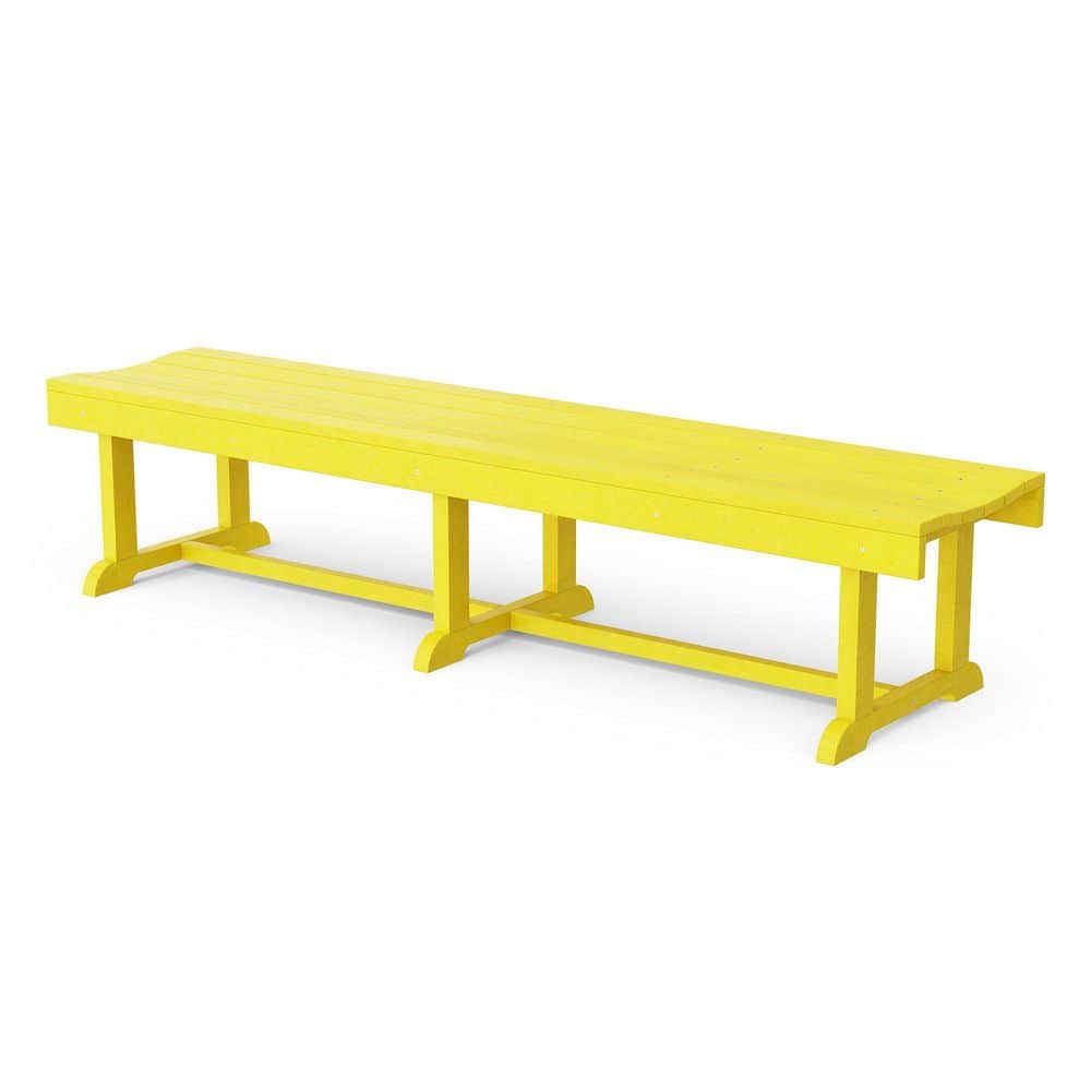 Wildridge Heritage 68 in. Lemon Yellow HDPE Plastic Outdoor Patio Backless Bench LCC-174-68-LY ...