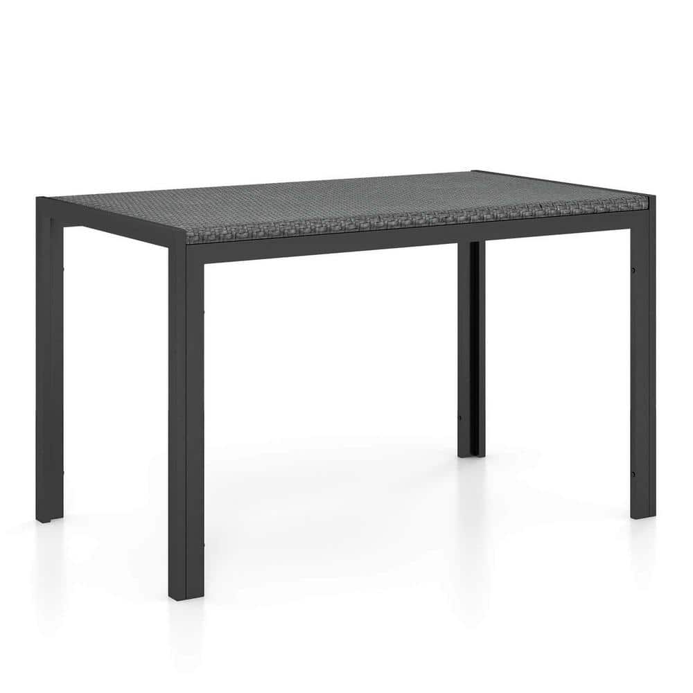 Costway Patio 48 in. Wicker Outdoor Dining Table for 6-Rectangular ...