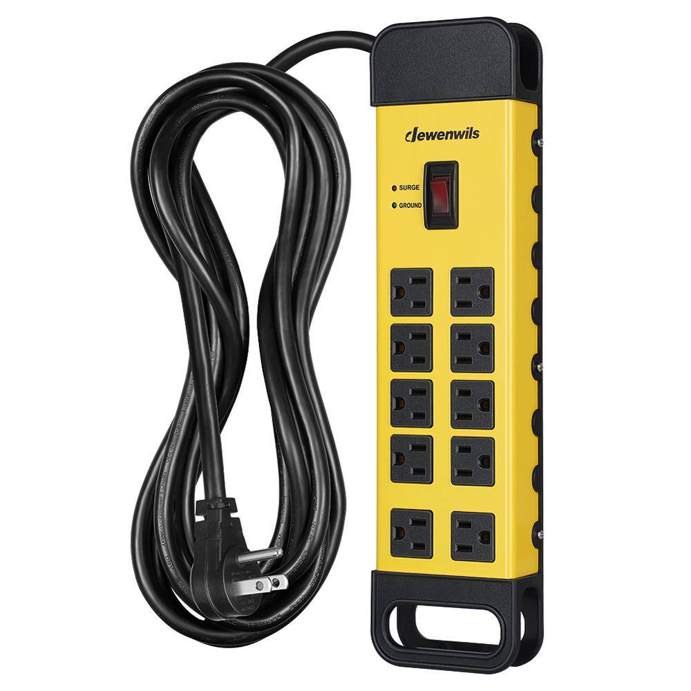 DEWENWILS 15 ft. 10-Outlets Heavy-Duty Metal Surge Protector Power ...