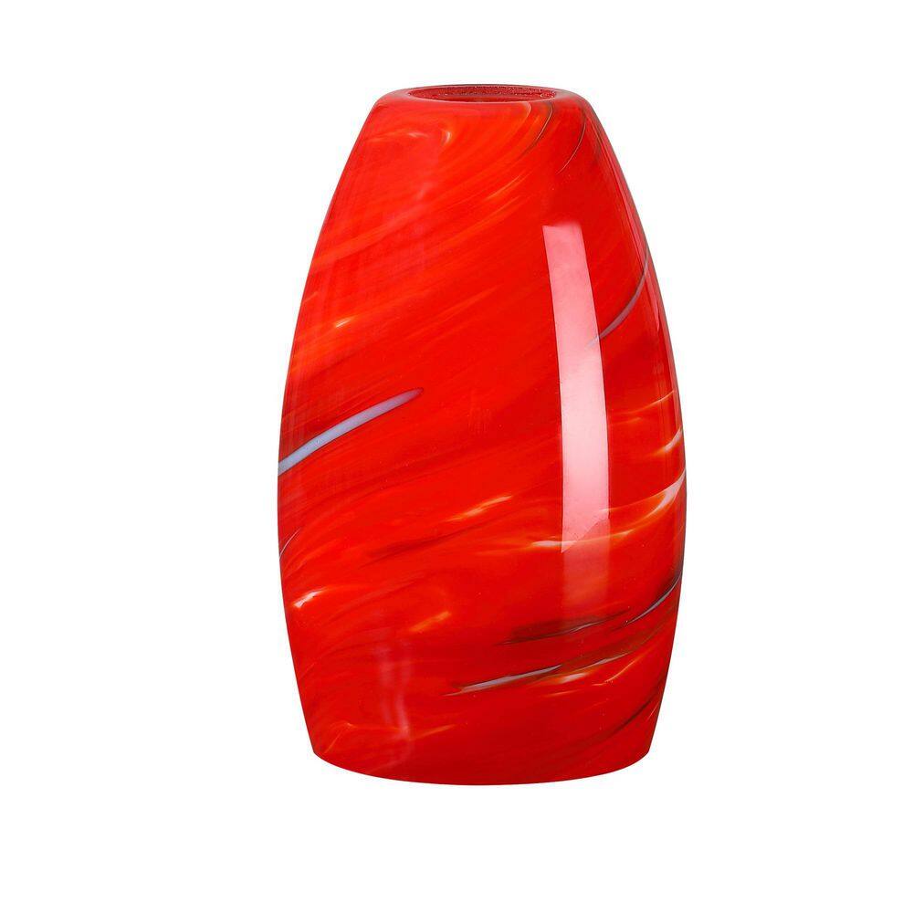 Faymart lighting 7.64 in. Red Art Glass Drum Pendant Light Shade with 1 ...